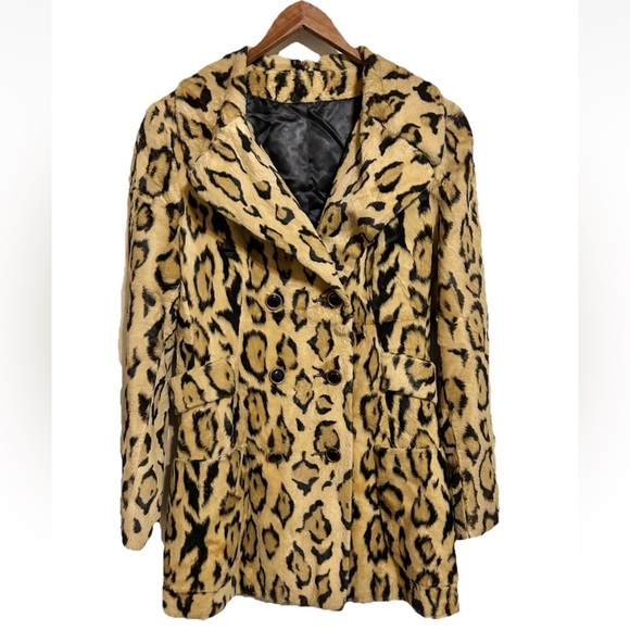 Style VI LTD | Jackets & Coats | Vintage Leopard Faux Fur Pea Coat ...